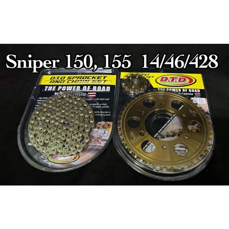 DTD STEEL GOLD HEAVY DUTY CHAIN SET (428H) FOR SNIPER 150/155 VVA/TFX ...