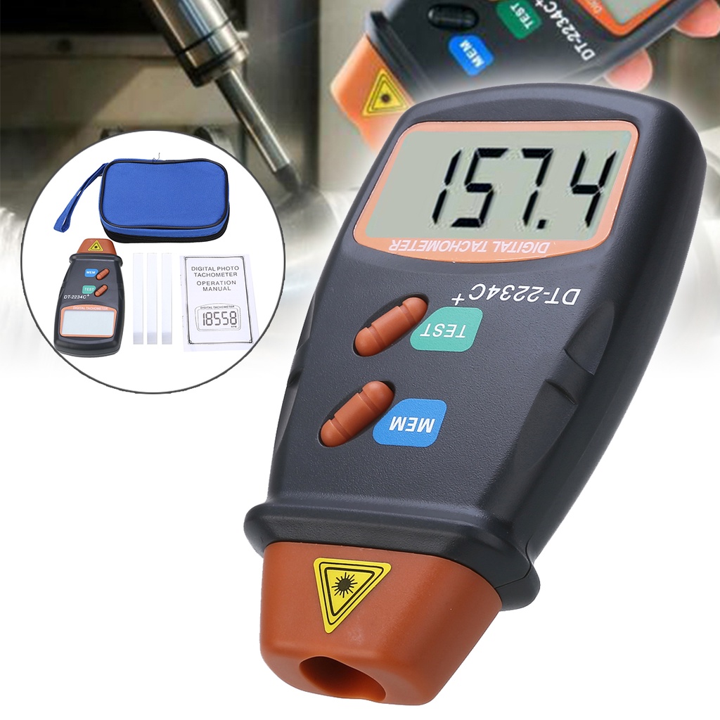 New DT2234C Digital Laser Rev Counter Meter Non-contact Tachometer Rev ...