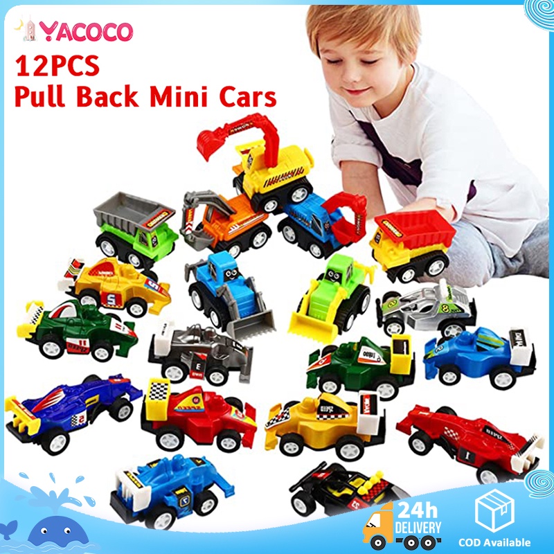 12Pcs Pull Back Car Toys Assorted Mini Truck Toy and Race Car Toy Kit ...