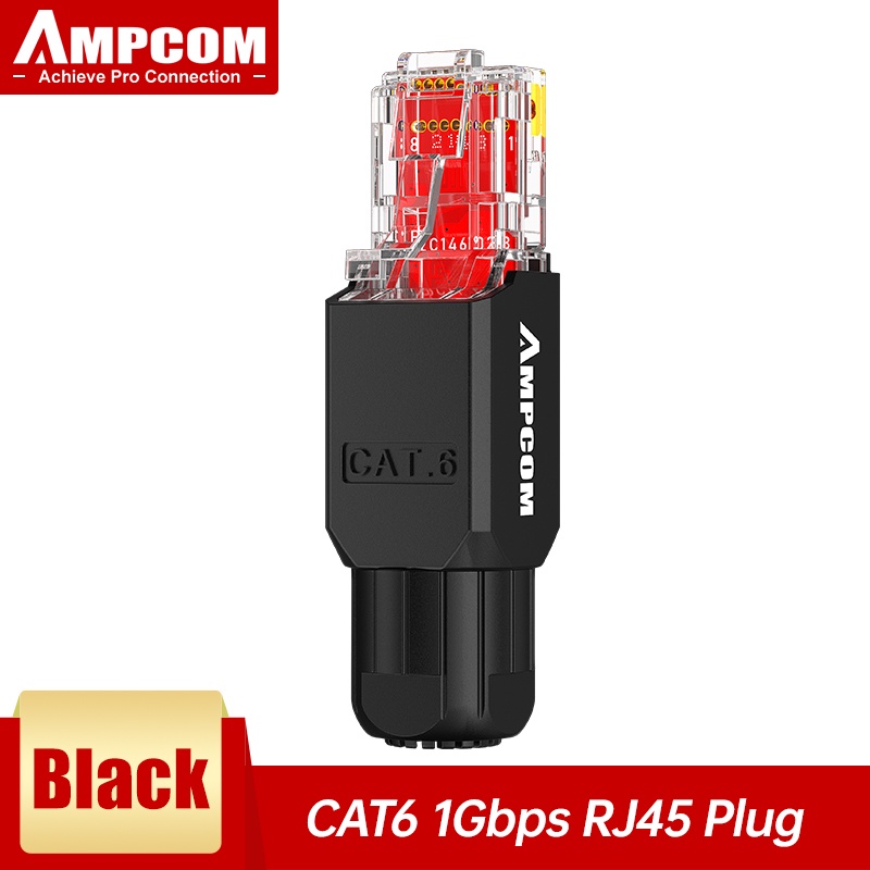 AMPCOM RJ45 Tool-Less Connectors UTP Network Plug Ethernet Connector,Tool-Free for CAT6A CAT6 ...