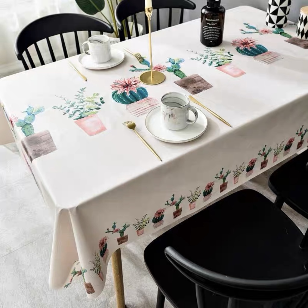 Print Waterproof Tablecloth Dining Table Cloth Rectangular Tea Table ...