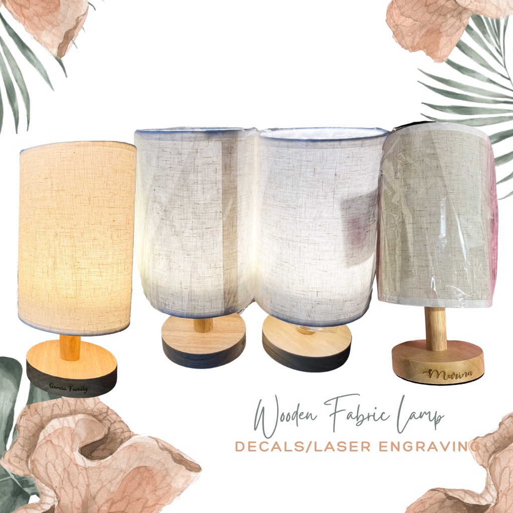 Wooden Fabric Lamp with customized engraving packaging options | Shopee ...