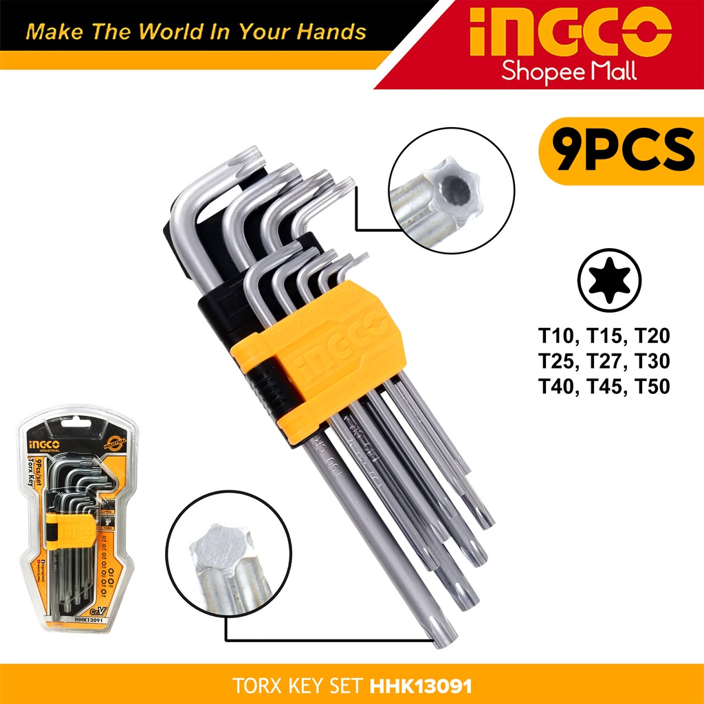 Ingco Hhk13091 Torx Key Set 9Pcs T10-t50 Iht | Shopee Philippines