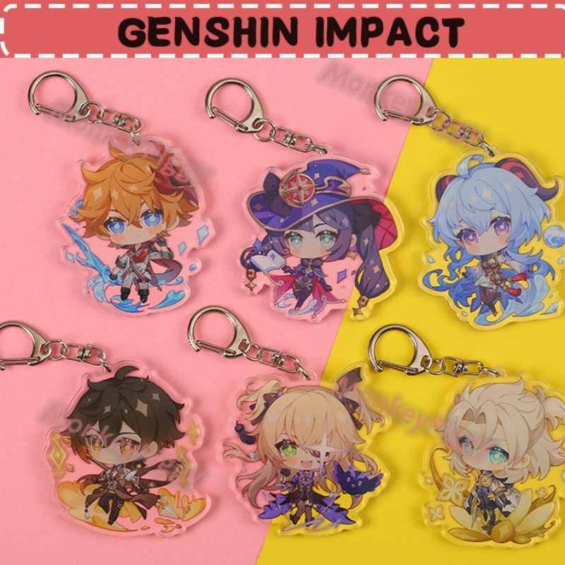 Game Genshin Impact Acrylic Figure Albedo Fischl Ganyu Tartaglia Mona ...