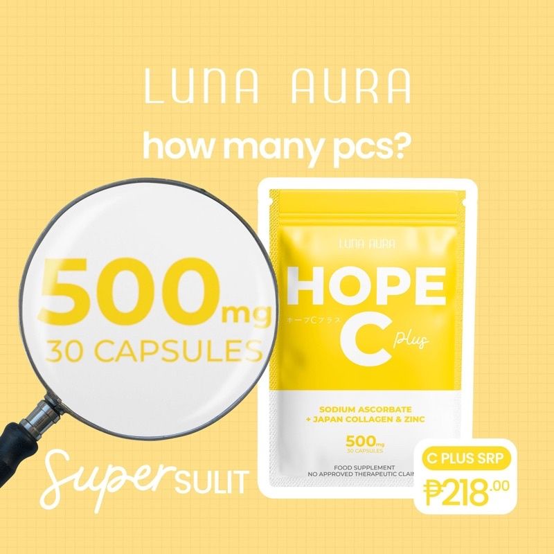 Luna aura Hope c 500mg vitamin c , japan collagen and zinc | Shopee ...