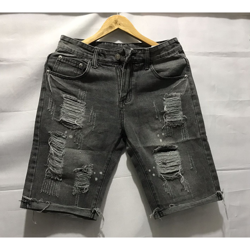 D02# Men's Tattered Maong Shorts Denim Short For Men | Shopee Philippines