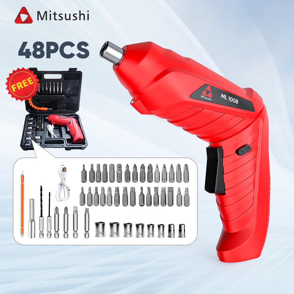 Mitsushi 48PCS 4.8V Foldable Li-ion Cordless Screwdriver Tool Kit ...