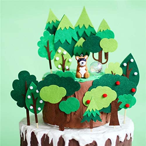 Cake Decoration Birthday Party Cakes Insert Forest Felt Tree Cake ...