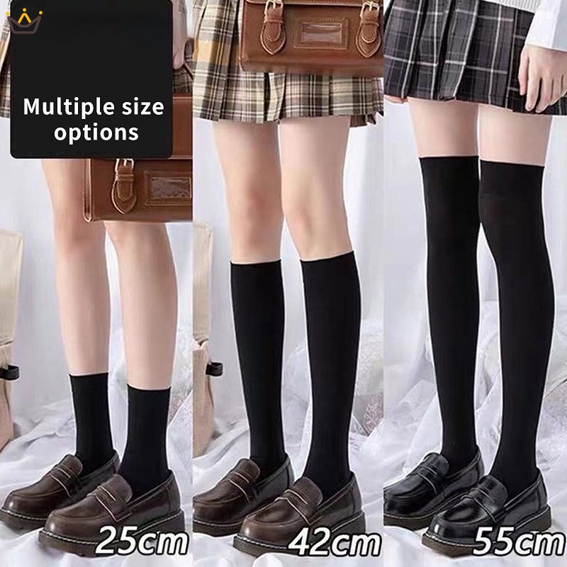 JK Over Knee Socks Women Basic Classic Versatile Black White Long and ...
