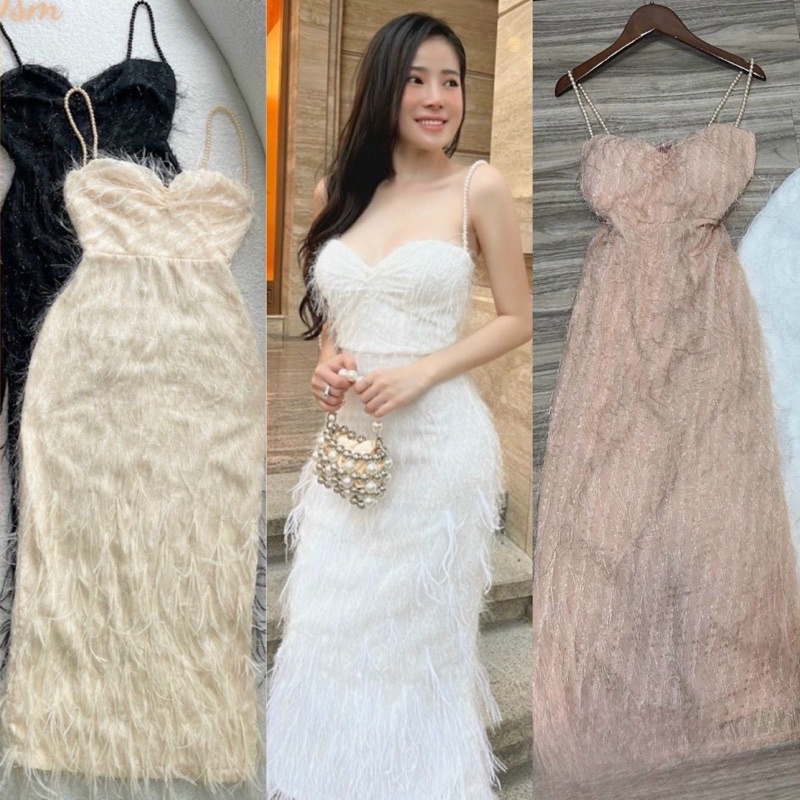 Lace-up Plush Lining Dress With 2 Straps Inlaid Black And White Beads ...