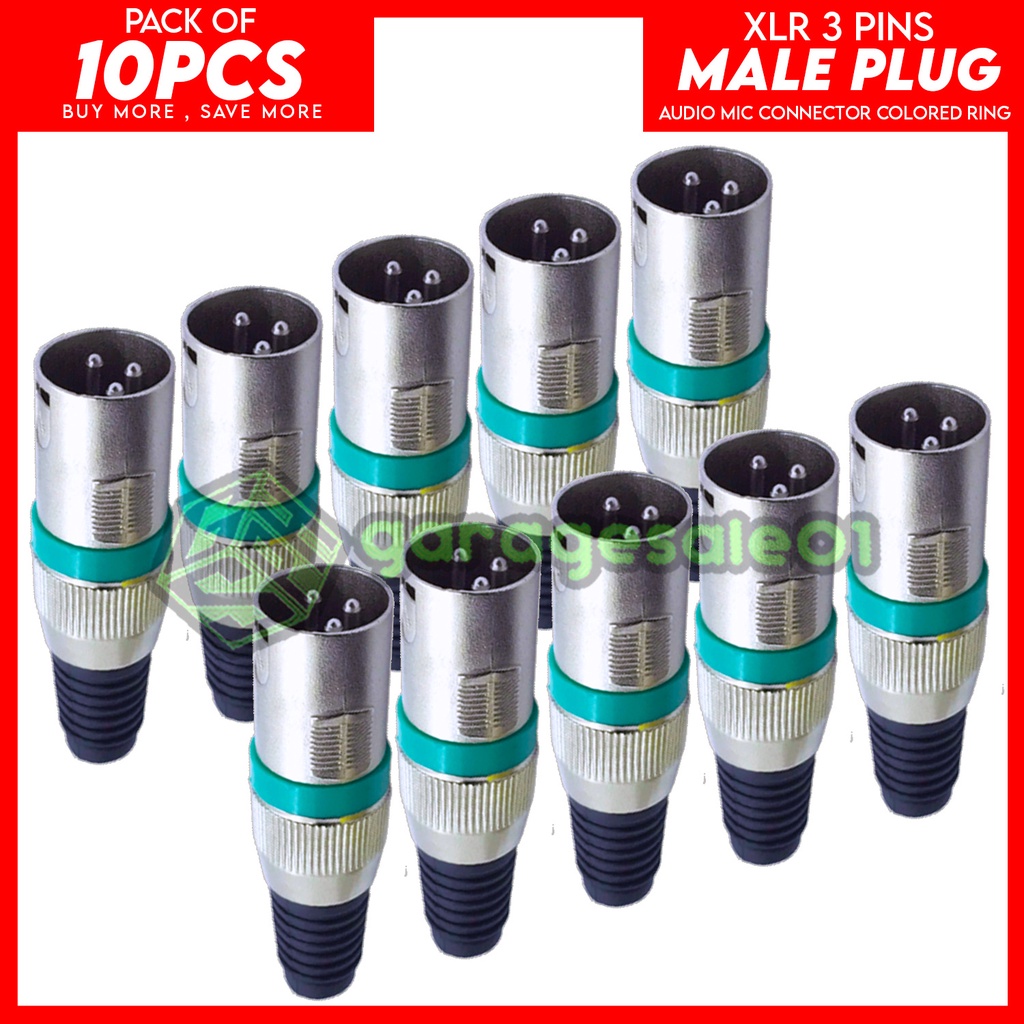 【PACK OF 10】XLR 3 Pin Cannon Male MIC Plug Audio Microphone Cable ...