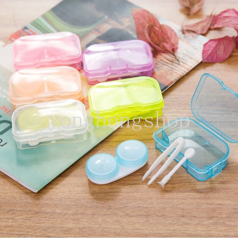 Simple Mini Contact Lens Case Travel Portable Colored Contacts Box Eyes ...