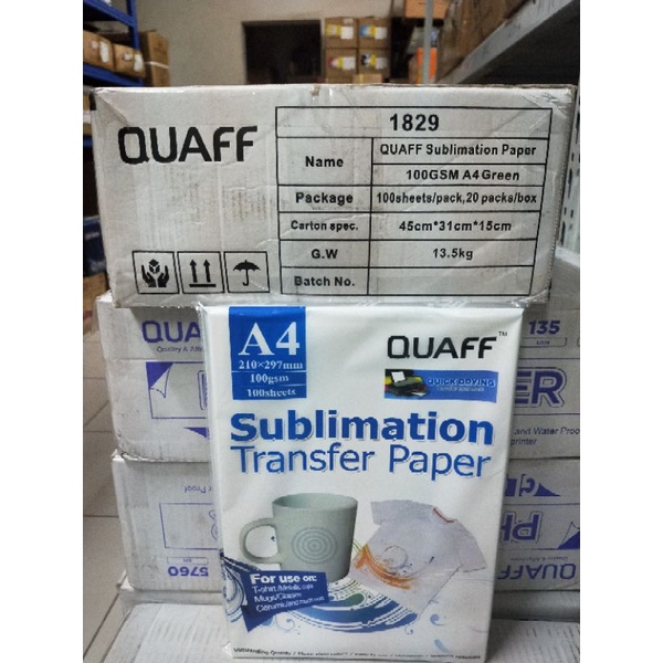 QUAFF SUBLIMATION PAPER A4 SIZE(1box 20pack) | Shopee Philippines