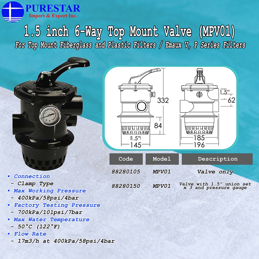 EMAUX Top Mount Multiport Valve MPV01 / MPV02 / MPV07 / MPV08 | Shopee ...