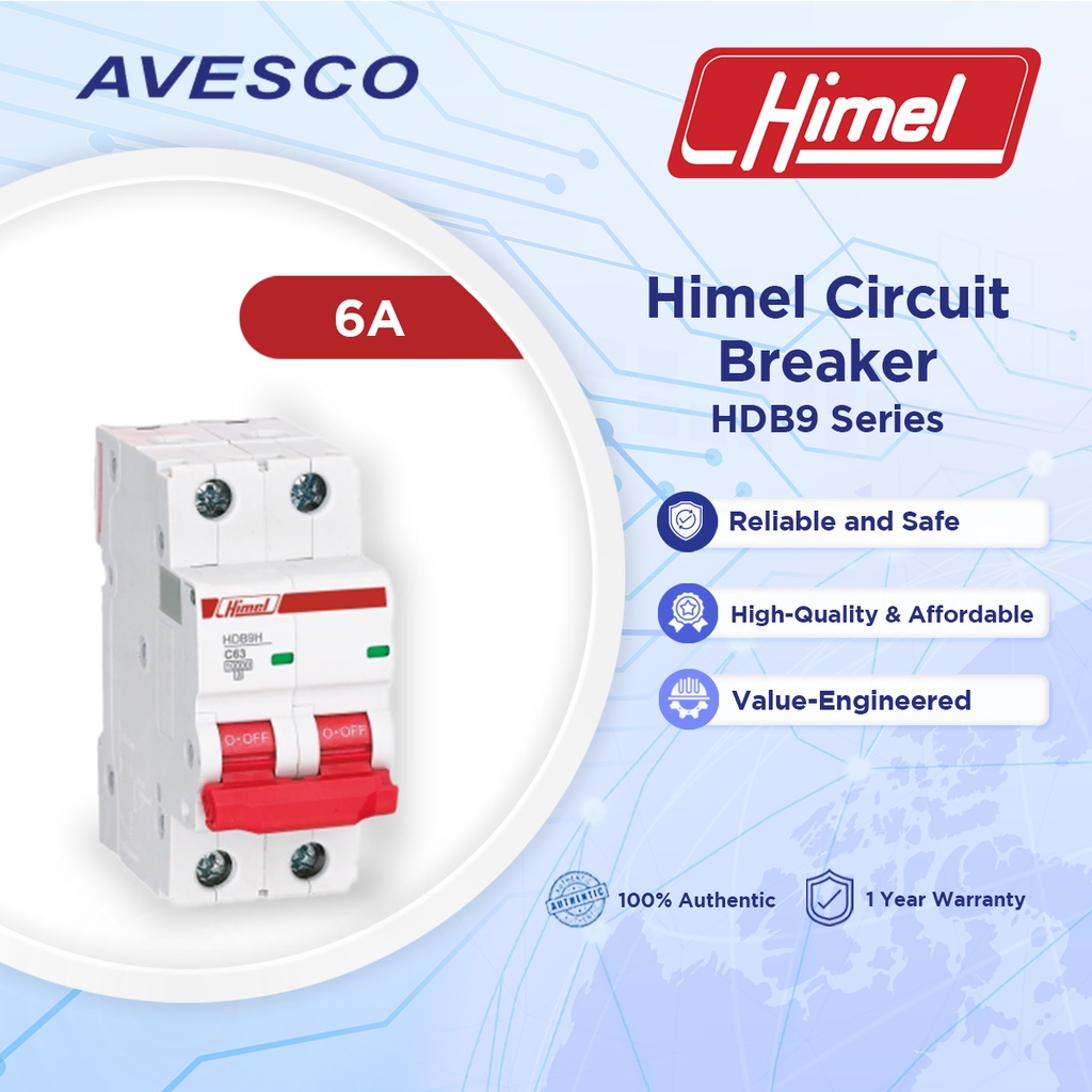 Himel HDB9 Series Circuit Breaker 2-Pole 10kAIC C Curve | Shopee ...