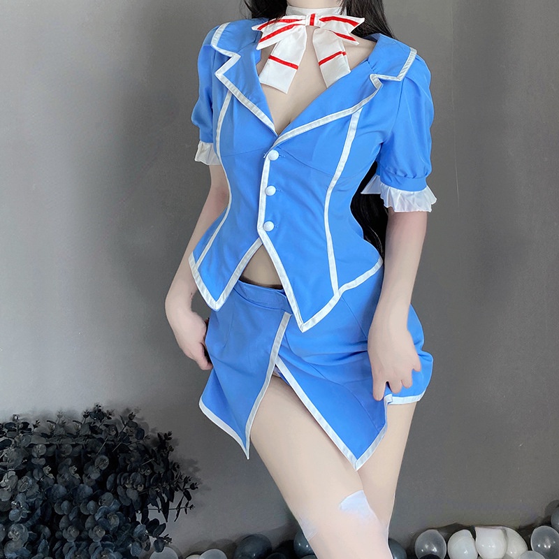 Stewardess Uniform Temptation Office Lady Cosplay Costume Sexy Erotic