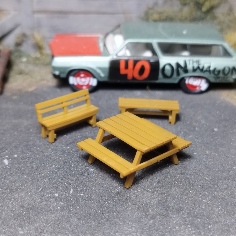 KAYU 1/64 Scale Cafe Garden Wooden Bench Table - Hotwheels Diorama ...