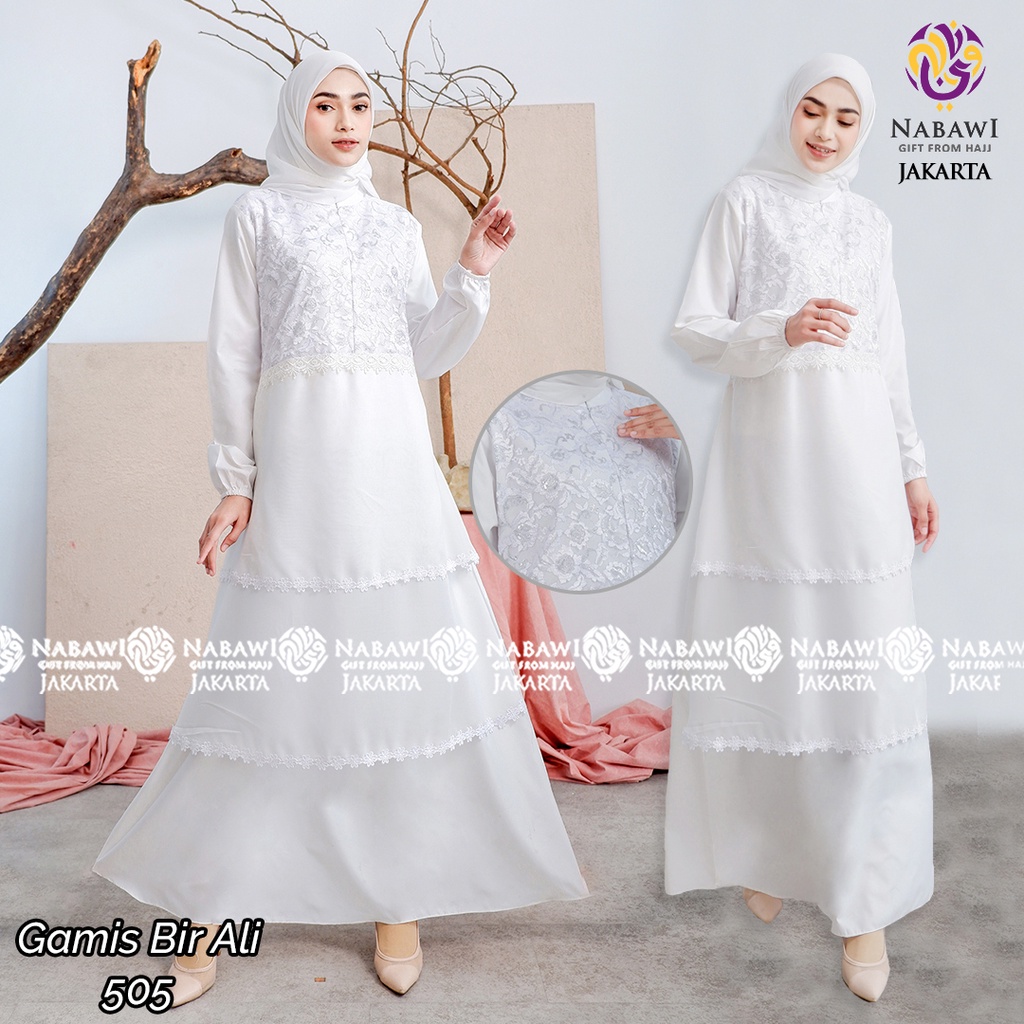 Women's Lace Gamis Dress Code 505 White Gamis for Eid Umrah Hajj Muslim ...