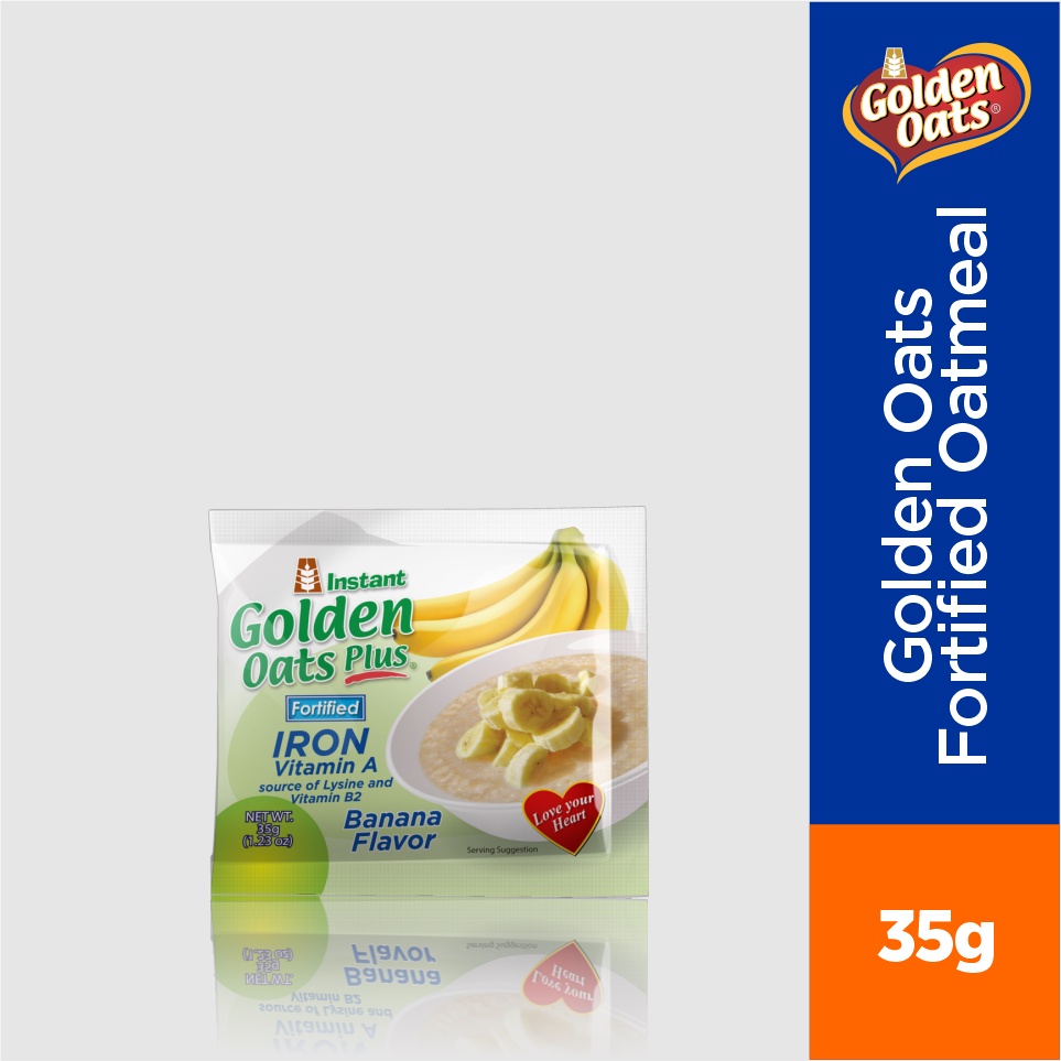 GOLDEN OATS Plus Vitamin A with Iron & Lysine-Banana Flavor 35g (SINGLE ...