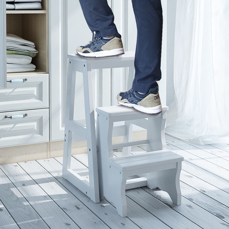 Solid Wood Step Stool Two Or Three Steps Household Folding Living Room ...