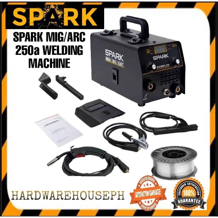 SPARK 250AMP 2in1 MIG/ARC Gasless Inverter Welding Machine Free Toolset ...