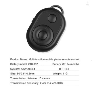 FLP Mini Wireless Remote Control BT Remote Shutter Page Turner 10M ...