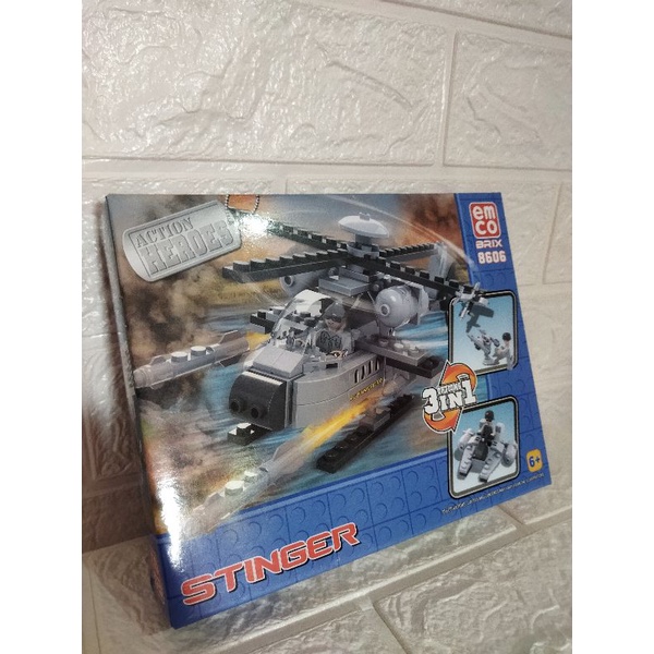 Original BRIX HELICOPTER STINGER 3 IN 1 EMCO ACTION HEROES TOY | Shopee ...