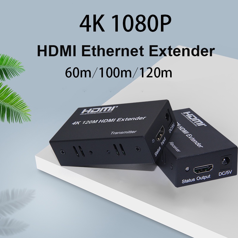 4k 60M 100M 120m HDMI Extender Via Cat5e Cat 6 Rj45 Ethernet Cable ...