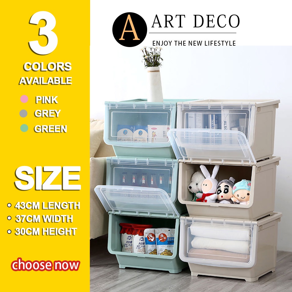 ⚡️COD Multipurpose Stackable Storage Box Movable Container Storage ...