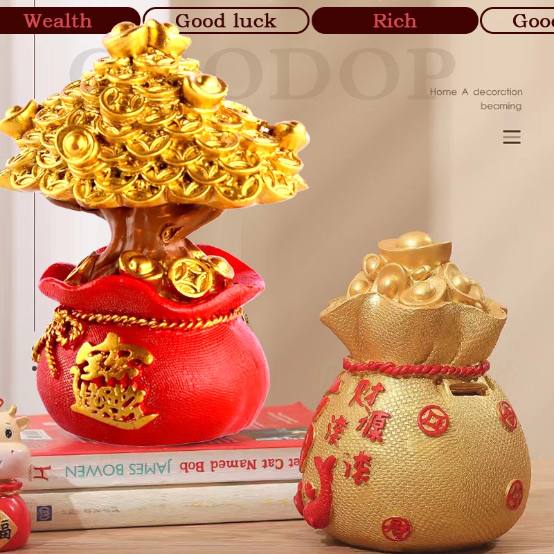 Fortune Tree Lucky Tree Money Tree Chinese Golden Ingot Home Office ...