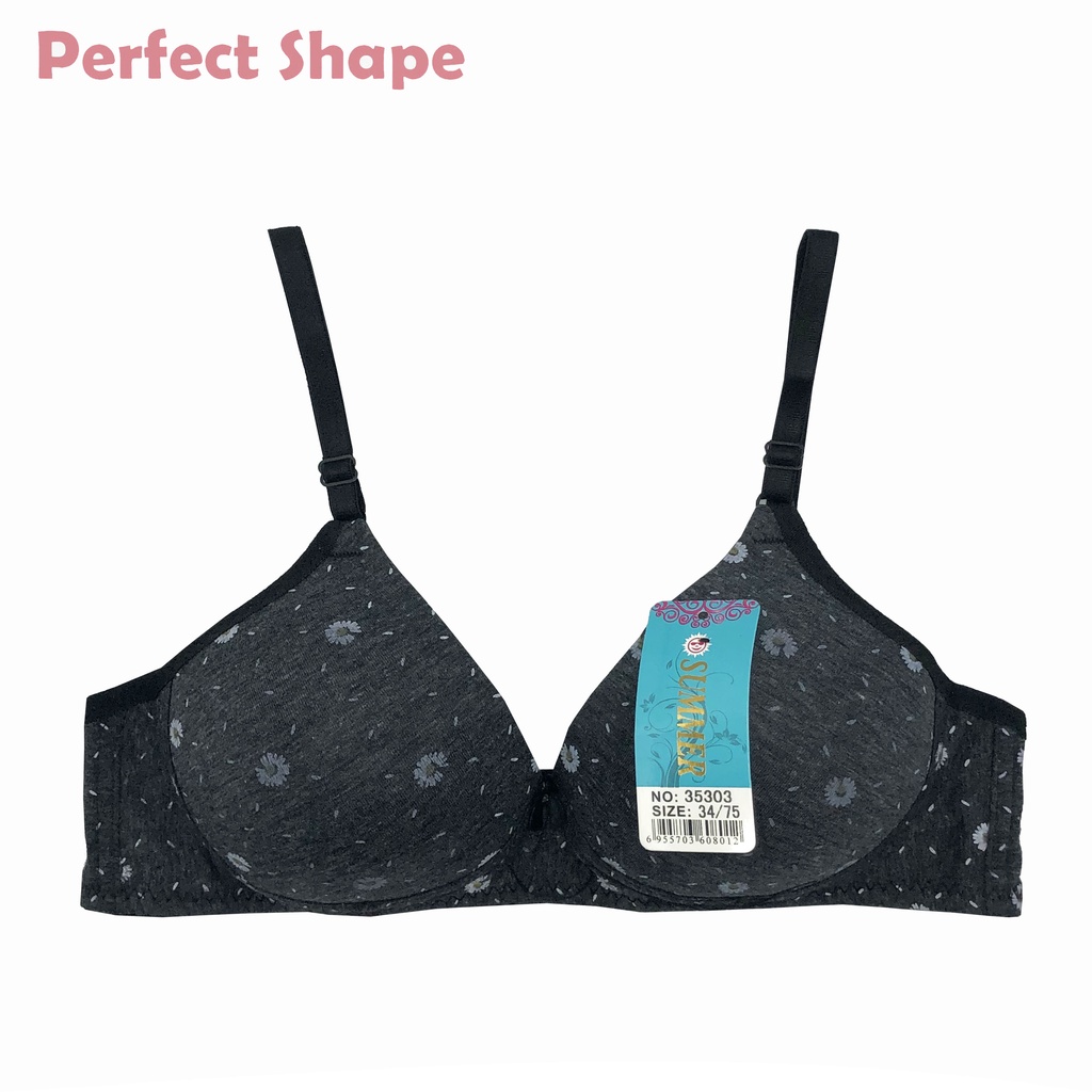 Perfect Shape Cup A Wireless Daisy Floral Printed Cotton Bra for Women ...