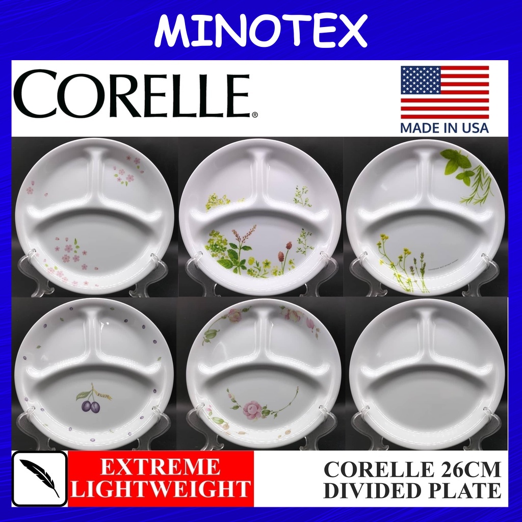 Corelle Loose 26cm Divided Dish Suku Suku Separuh/3 Portion Diet Plate ...