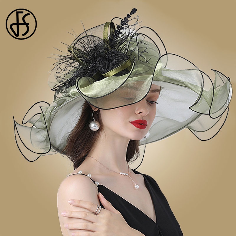 FS Fashion Hat For Women Kentucky Derby Pink Organza Hats Ladies Tea ...