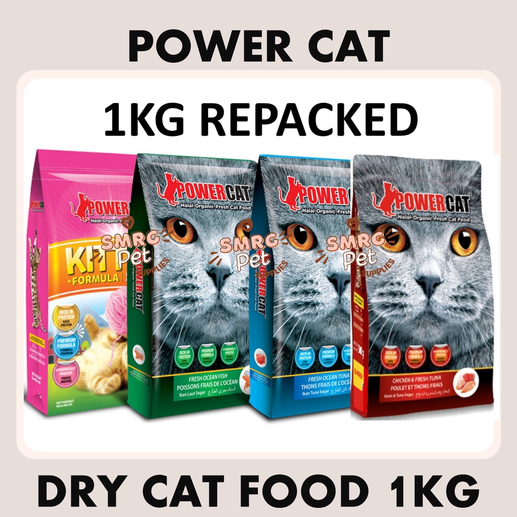 Power Cat Dry Cat Food Powercat Kitten/Adult Ocean Fish, Ocean Tuna 1kg Repacked | Shopee ...