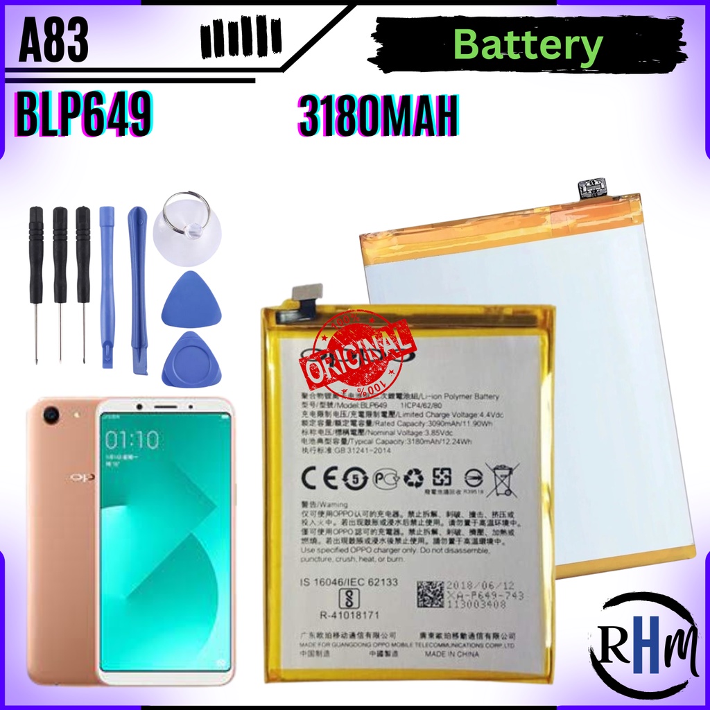 A83 Battery, Model BLP649, (3180mAh)Original High Quality Li-ion ...