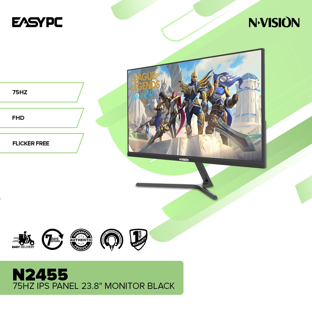 Easypc Nvision N2455 75hz Fhd Flicker Free Ips Panel 24 Inch Monitor