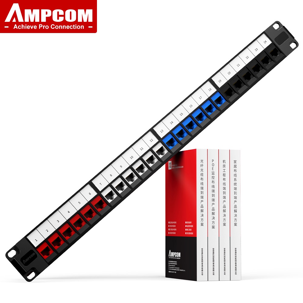 AMPCOM Patch Panel , 24 Port Patch Panel Pass Through, RJ45 UTP Thru ...