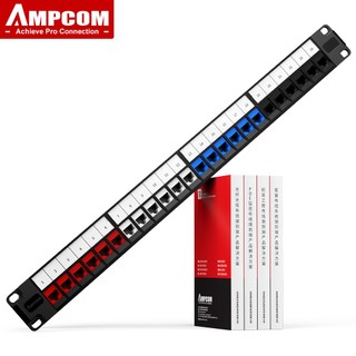 AMPCOM Patch Panel , 24 Port Patch Panel Pass Through, RJ45 UTP Thru ...