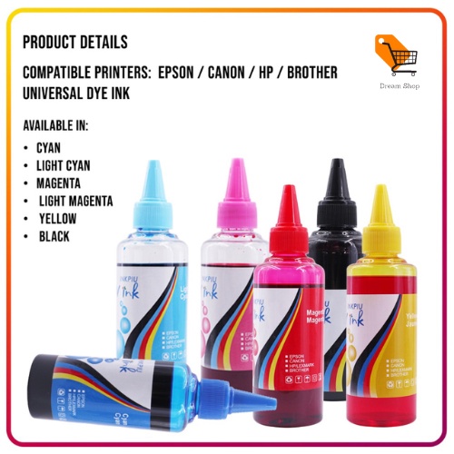 UV Dye Ink 100ML Universal Dye Ink(6 Color)For All Printer Types ...