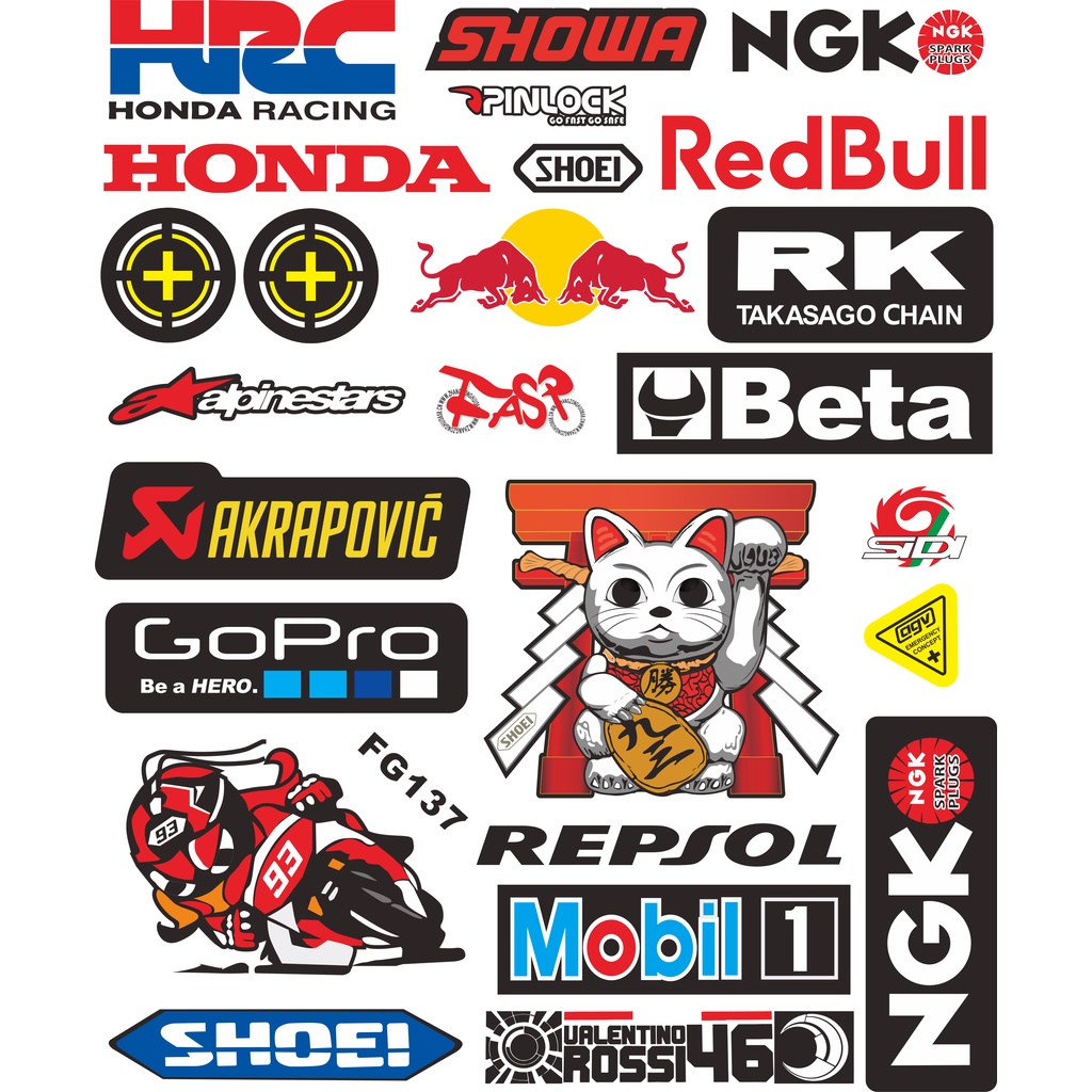 Honda yamaha reflective sticker for motorcycle car body helmet stickers ...