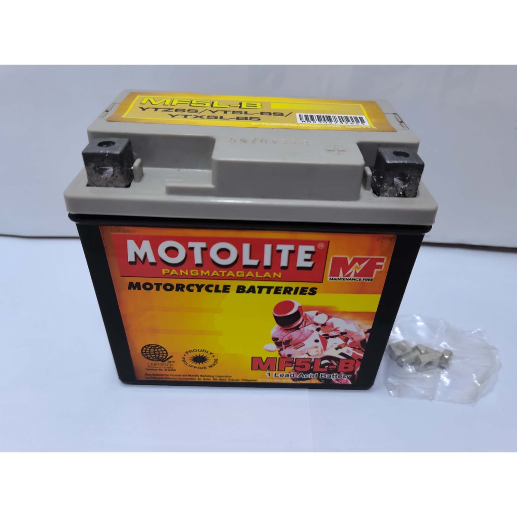 Motolite MF5L-B Maintenance Free Motorcycle Battery ( YTZ6S YT5L-BS ...