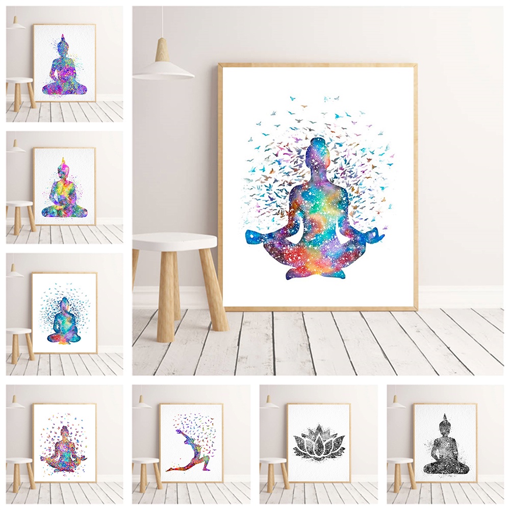 Meditation Canvas Painting Abstract Buddha Yoga Art Motivational Quote ...
