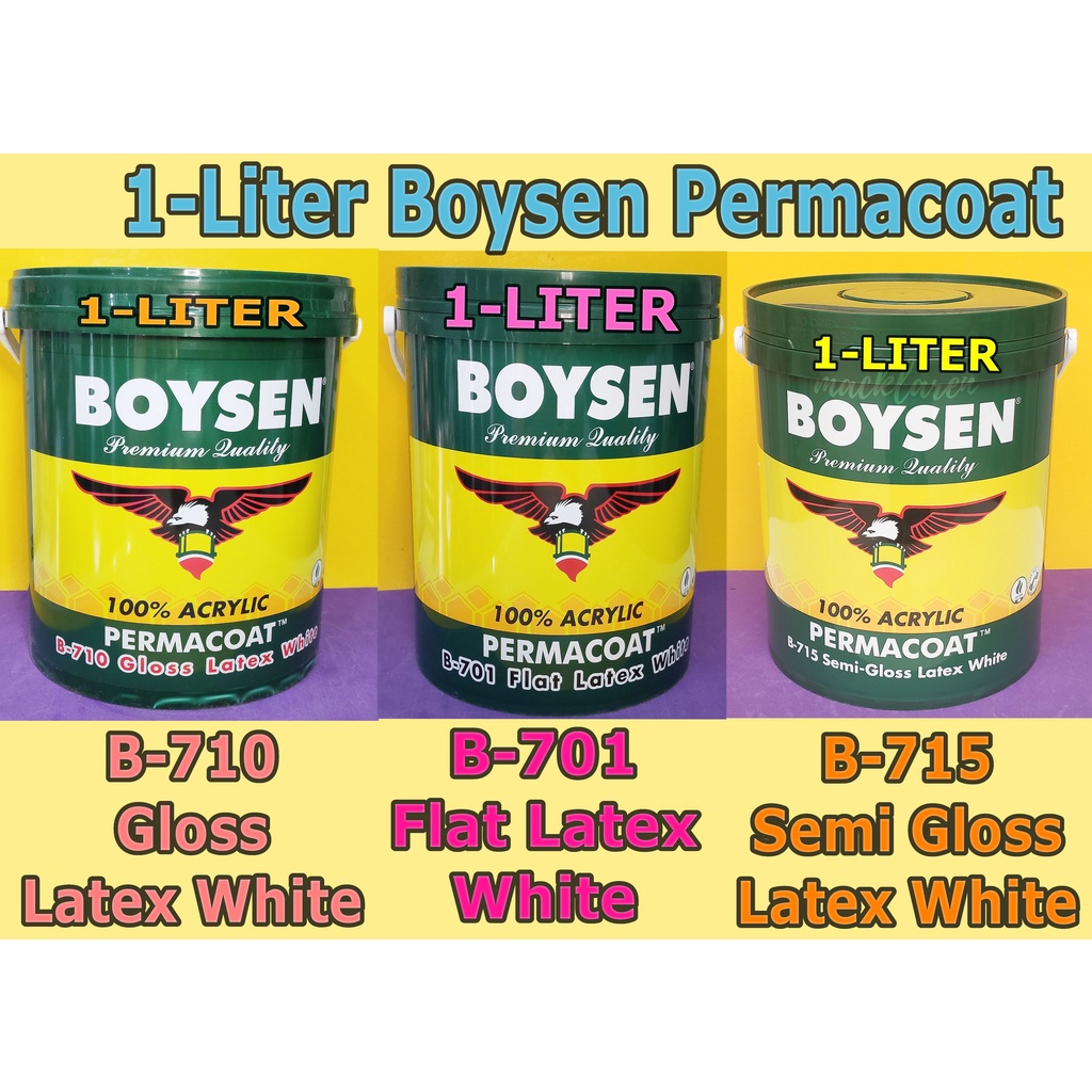 Boysen Permacoat ️ 1 Liter ️ Flat Latex ️ Gloss Latex ️ Semi Gloss ...