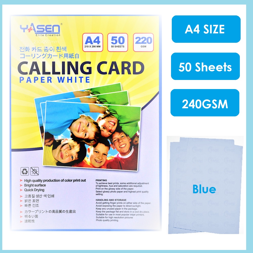 Yasen Calling Card Paper Matte A4 Size 220GSM / 240GSM / 250GSM (50 ...