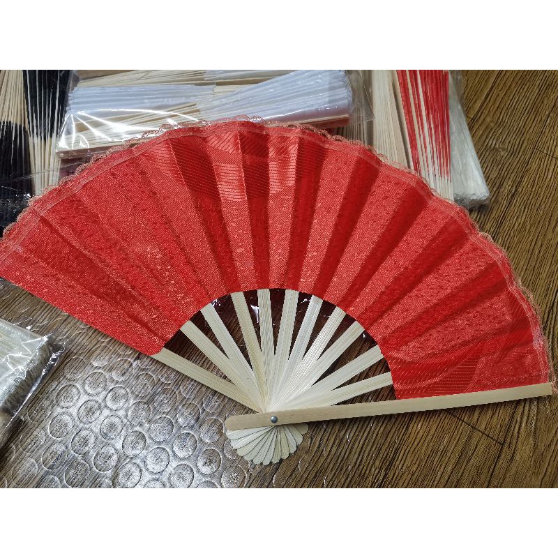 1pc Regular or Big Abaniko o Pamaypay Bamboo Satin and Plastic Handle ...