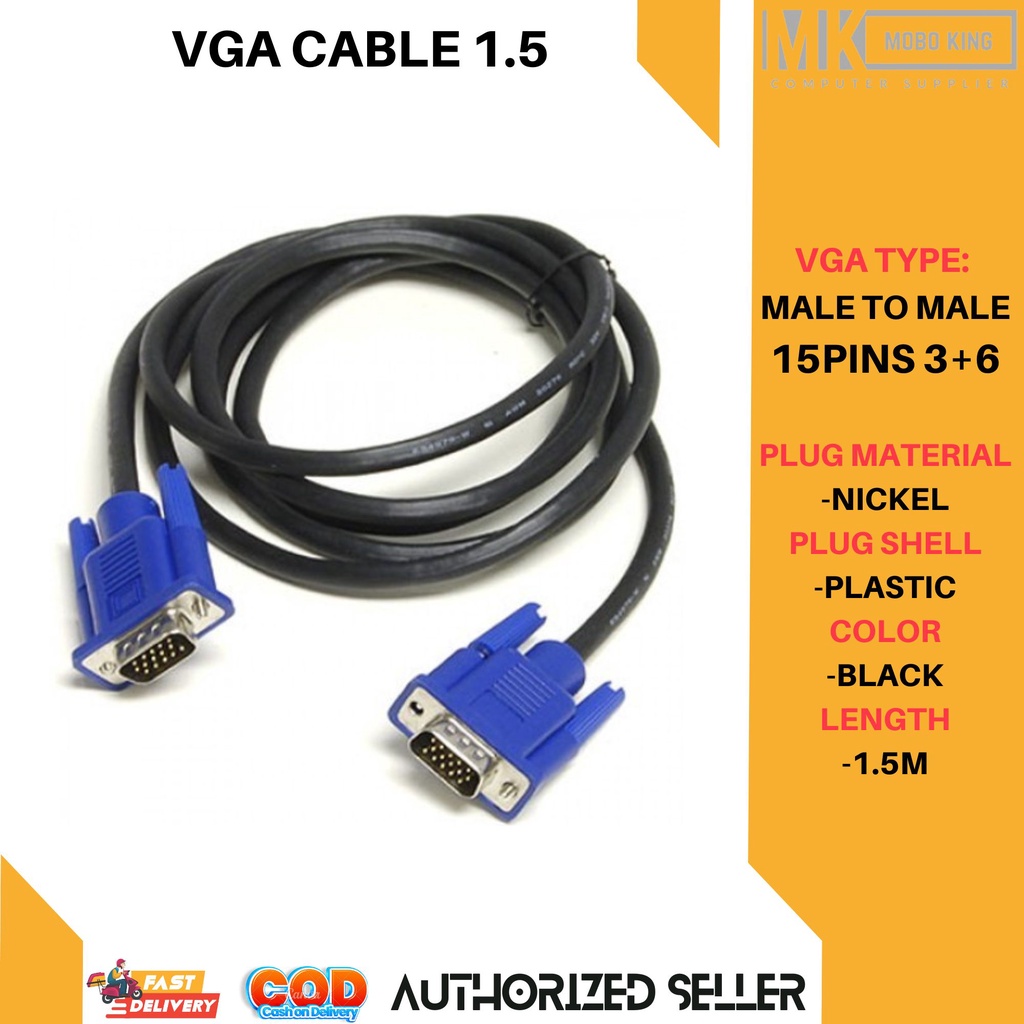 VGA CABLE desktop GOOD QUALITY 1.5M USED I MOBOKING | Shopee Philippines