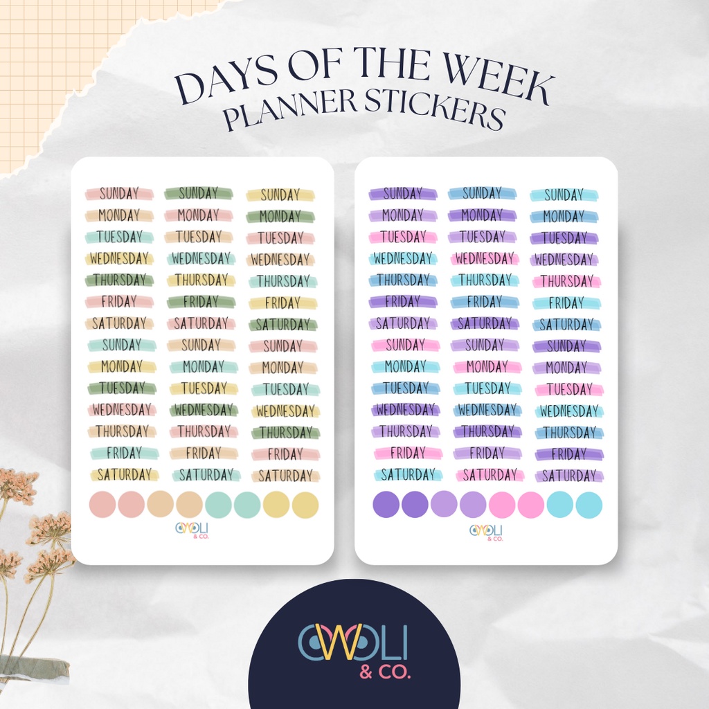 Days of the week Planner Stickers - functional stickers for planners ...