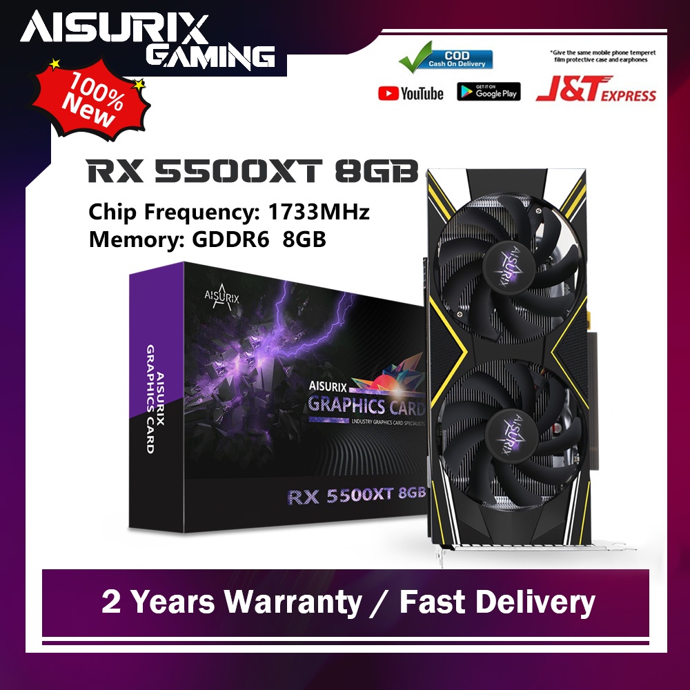 AISURIX Radeon™ RX 5500 XT GAMING OC 8GB GDDR6 Graphics Card ...
