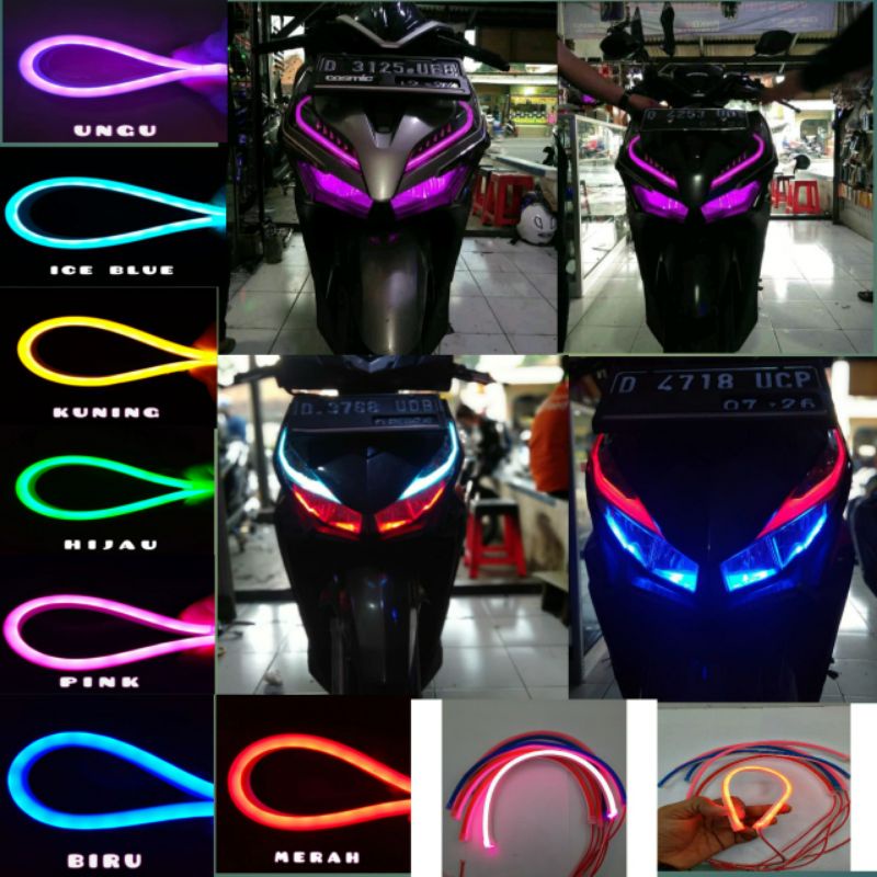 Motorcycle Eyebrow Light 30CM 45CM 60CM 12V Neon Flexible Ultra-thin ...