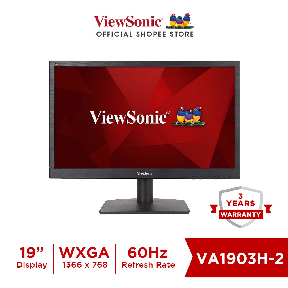 ViewSonic VA1903H-2 19” Wide XGA 1366 x 768 60Hz LED TN Technology 5ms ...